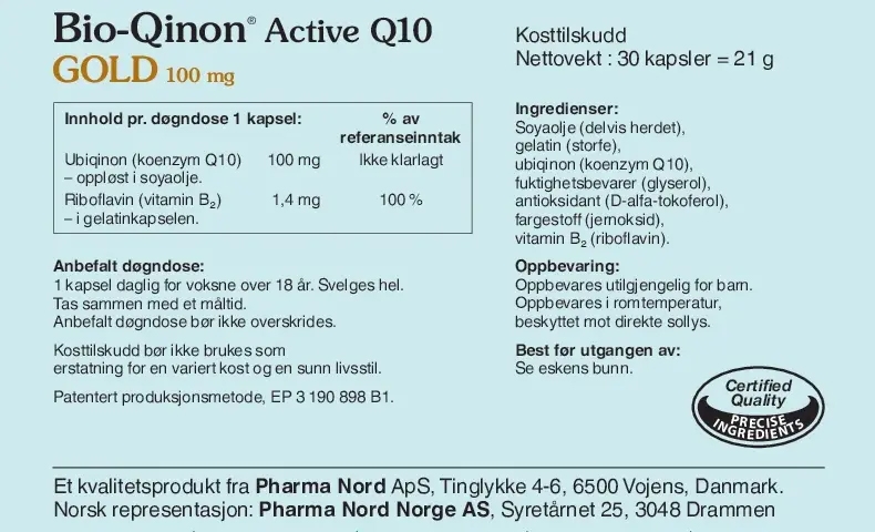 Bio-Quinon Q10 GOLD 100mg • 150 Kapsler | Helsetilskudd
